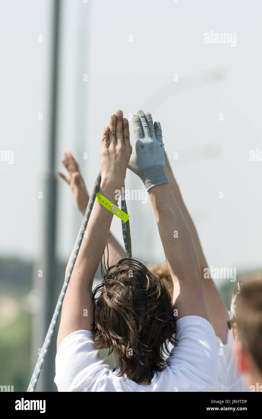 Extreme ropejumping scene Stock Photo - Alamy