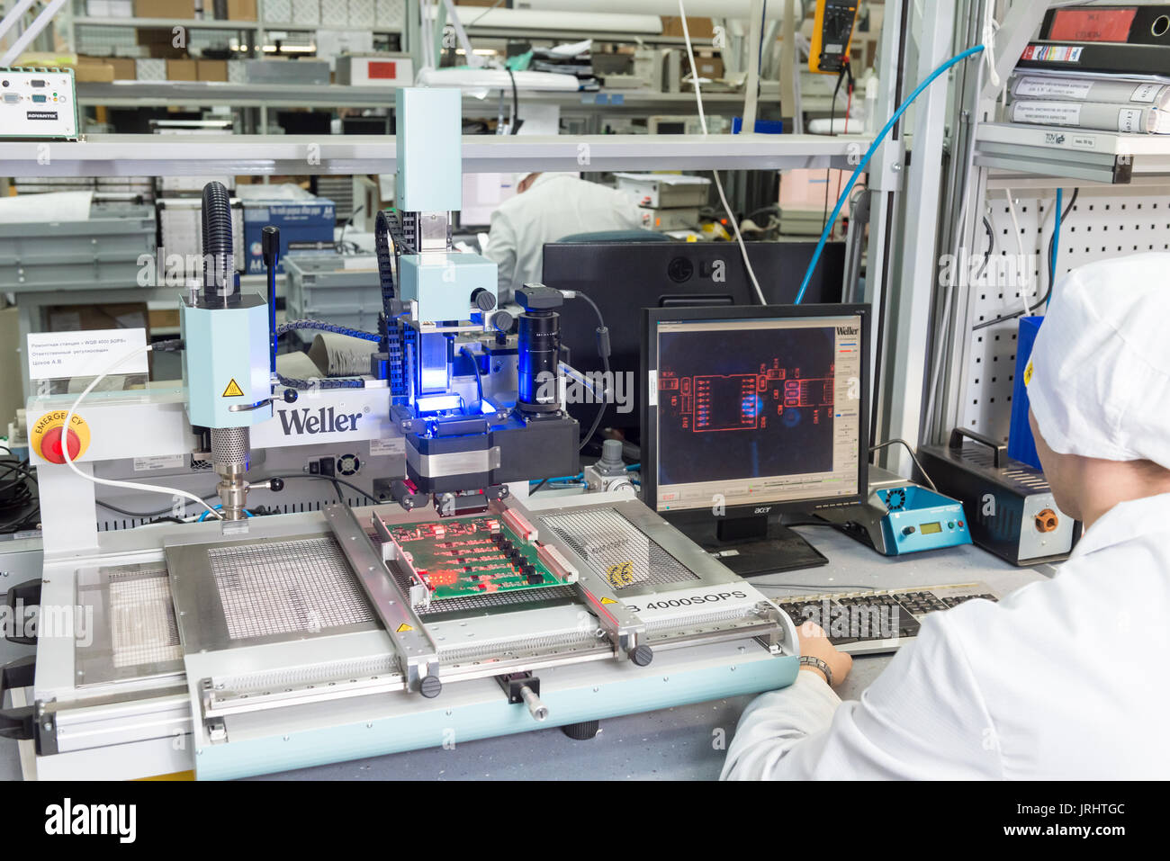 Production of electronic components at high-tech factory Stock Photo ...