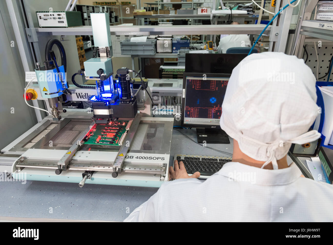 Production of electronic components at high-tech factory Stock Photo ...