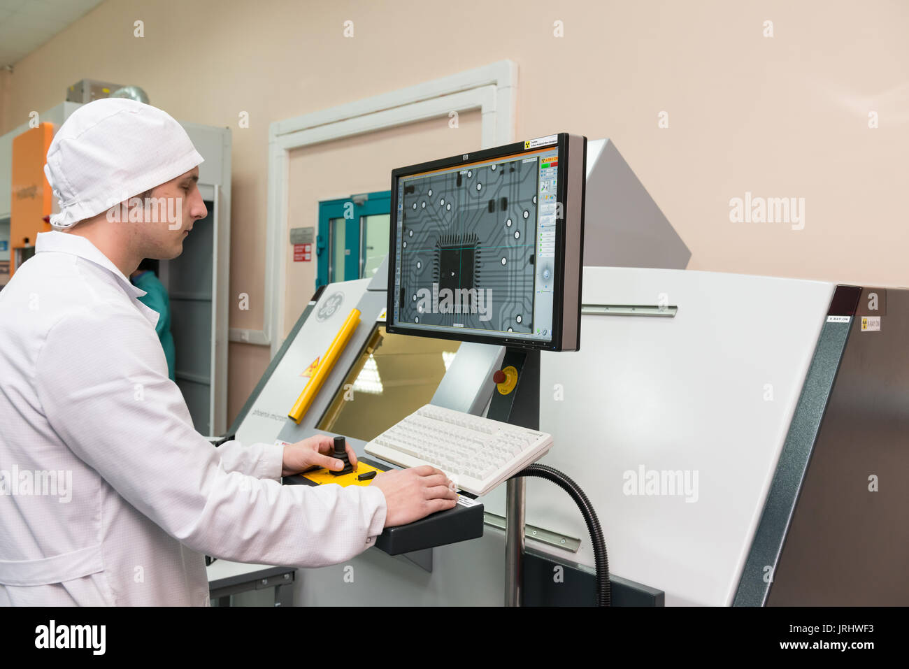 Production of electronic components at high-tech factory Stock Photo ...