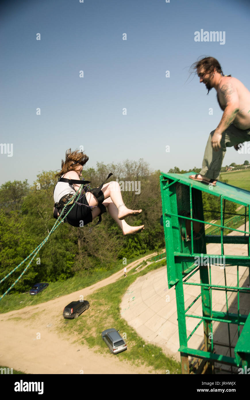 Extreme ropejumping event Stock Photo - Alamy