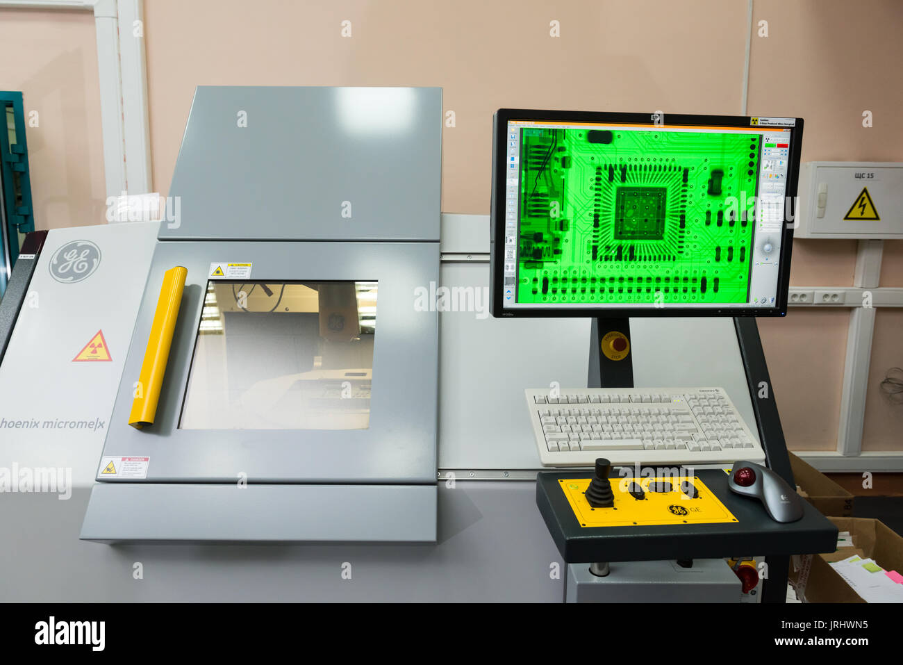 Production of electronic components at high-tech factory Stock Photo ...