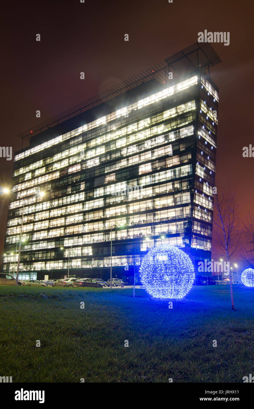 Commercial office buildings exterior Night view Stock Photo - Alamy