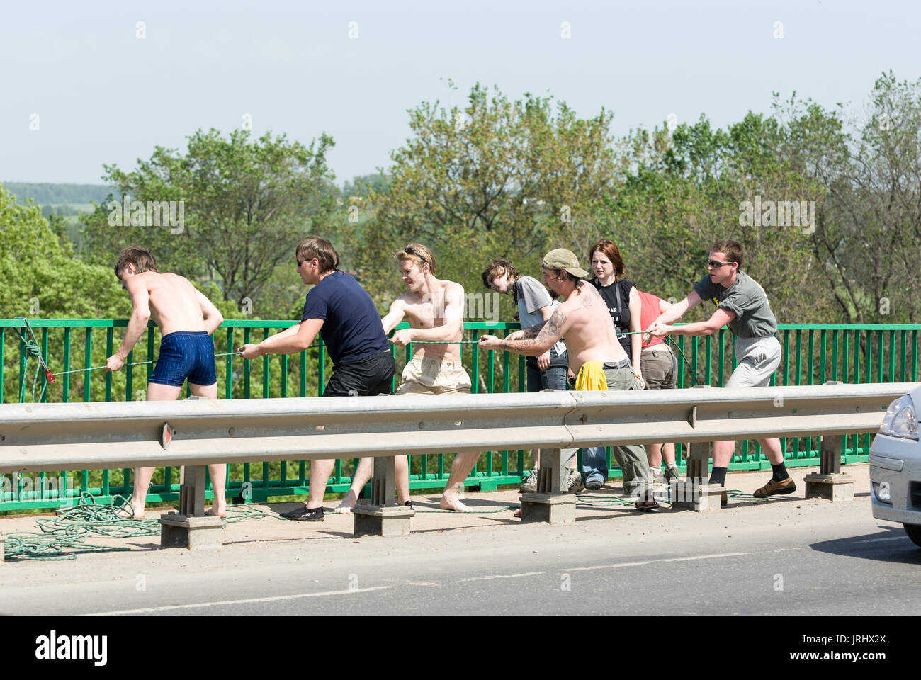 Extreme ropejumping scene Stock Photo - Alamy