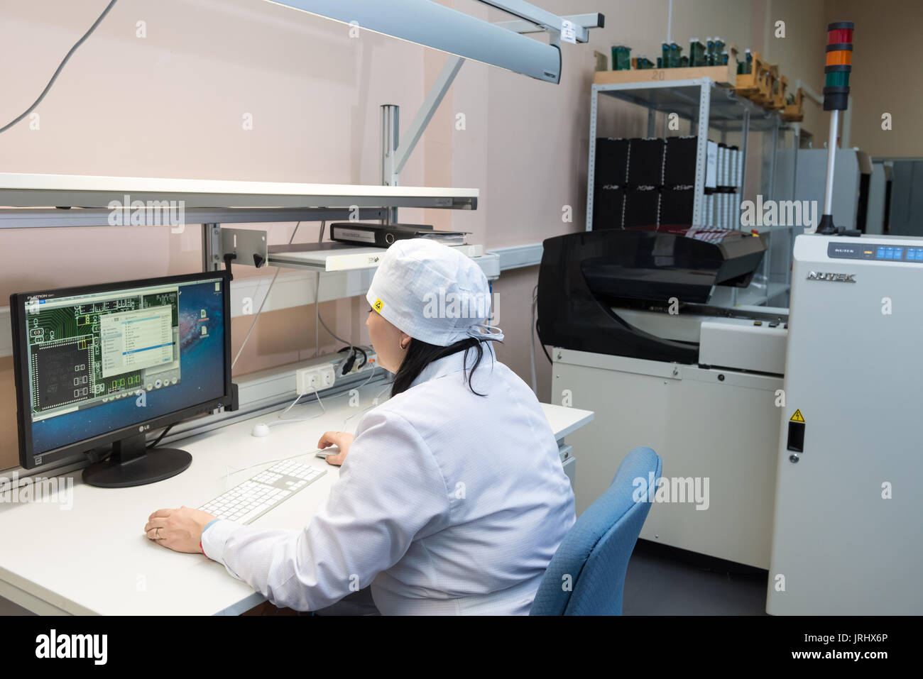 Production of electronic components at high-tech factory Stock Photo ...