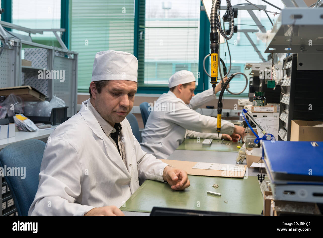 Production of electronic components at high-tech factory Stock Photo ...