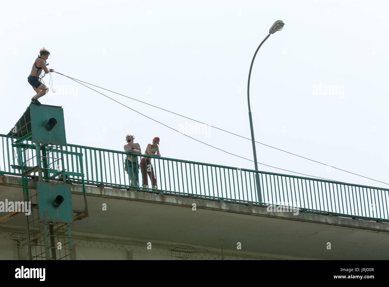 Extreme ropejumping scene Stock Photo - Alamy