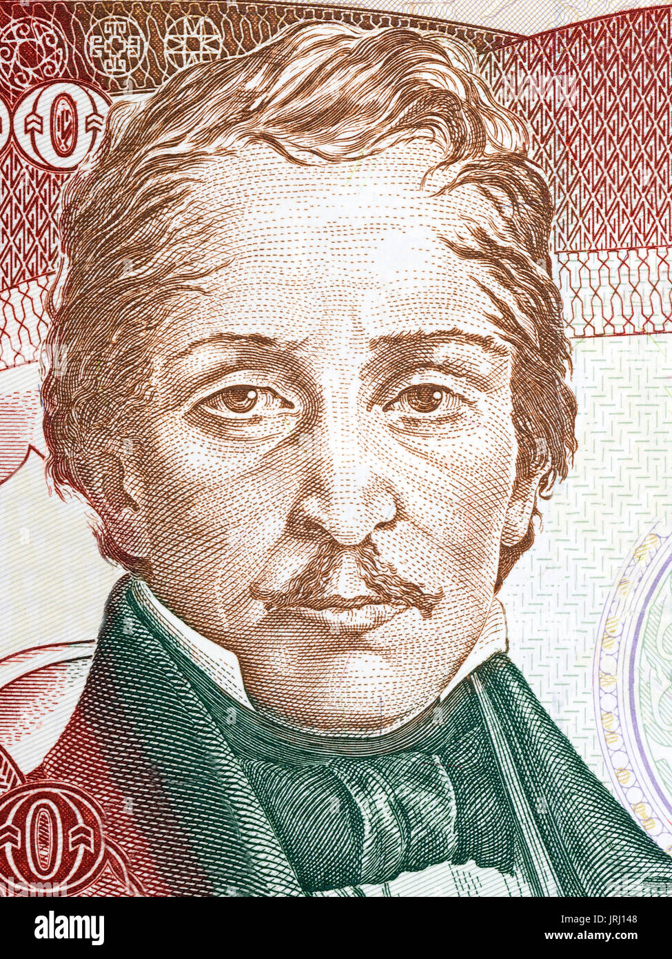 Francisco de Paula Santander portrait from Colombian money Stock Photo ...
