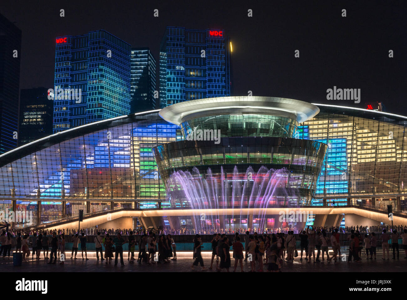 Hangzhou China, Night lights and Modern architecture the famous Grand Theatre is unique and ...