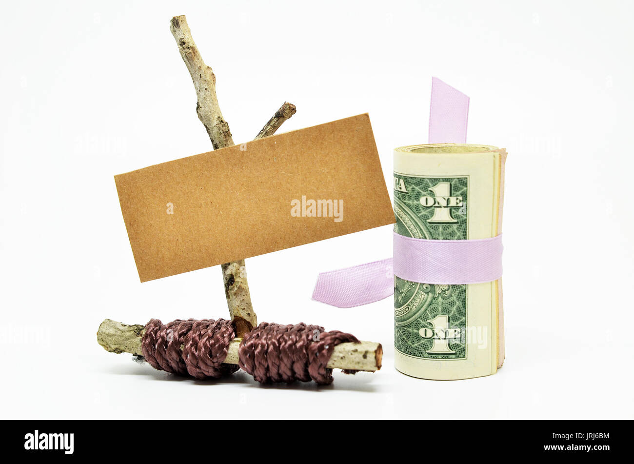 Paper sign board with US dollar on white background Stock Photo - Alamy