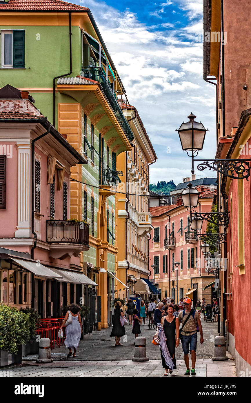 Italy Liguria Sestri Levante - Old City - Pedestrian Zone Stock Photo ...