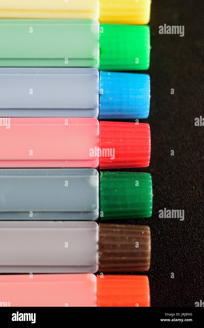 Macro background texture of lined up colorful Water color tubes Stock ...