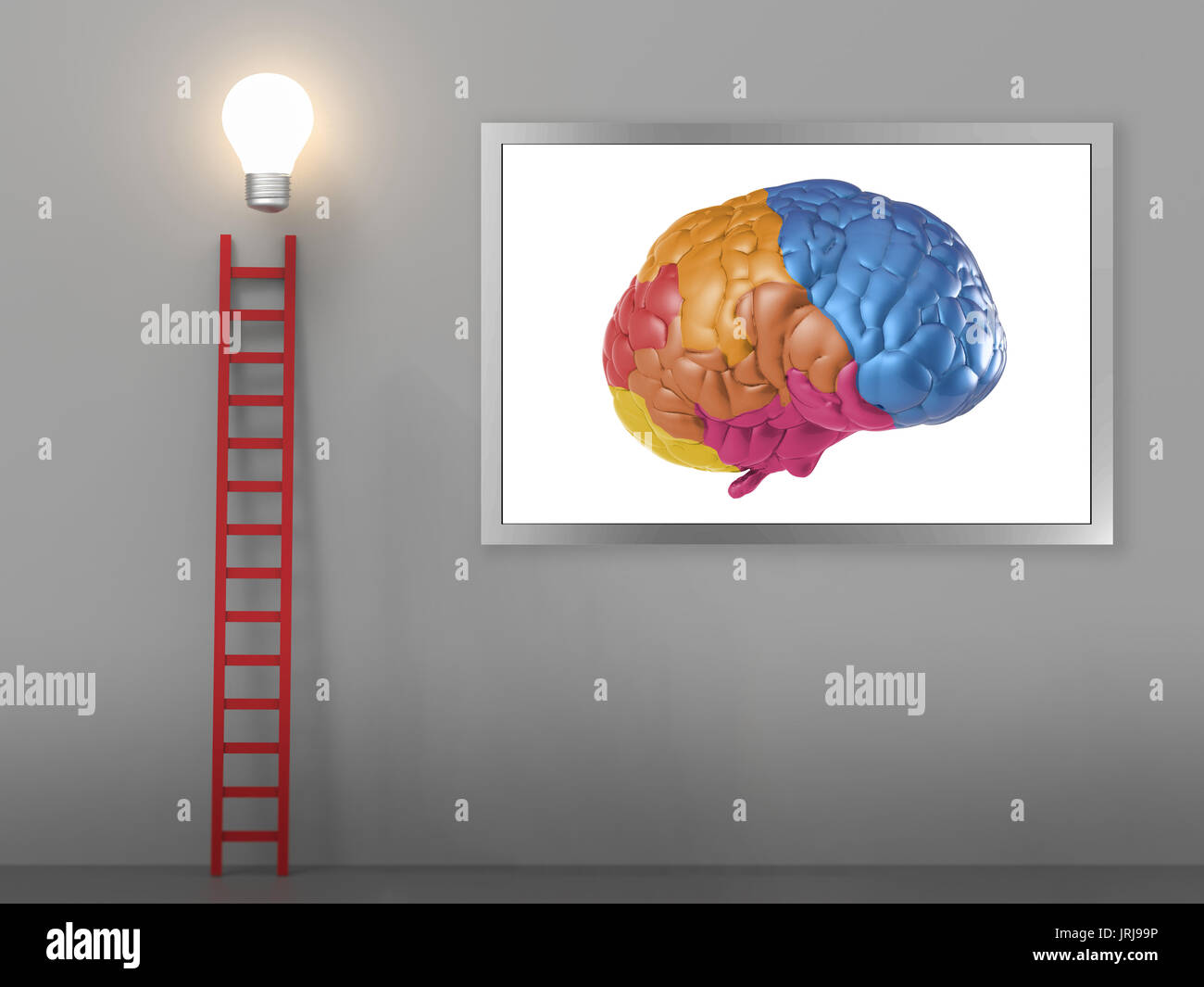 ladder to success concept with colourful brain and ladder Stock Photo ...
