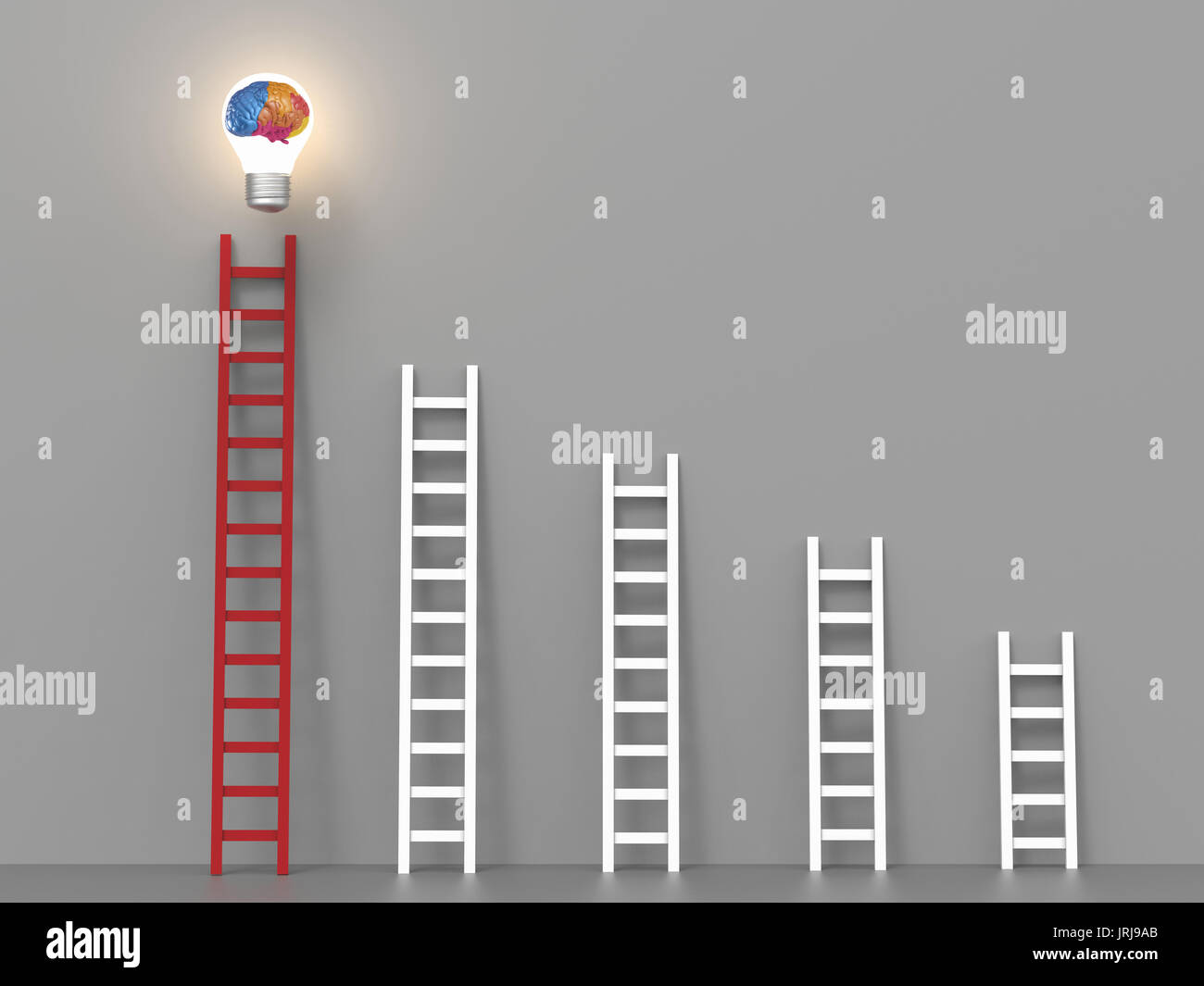 ladder to success concept with colourful brain and ladder Stock Photo ...