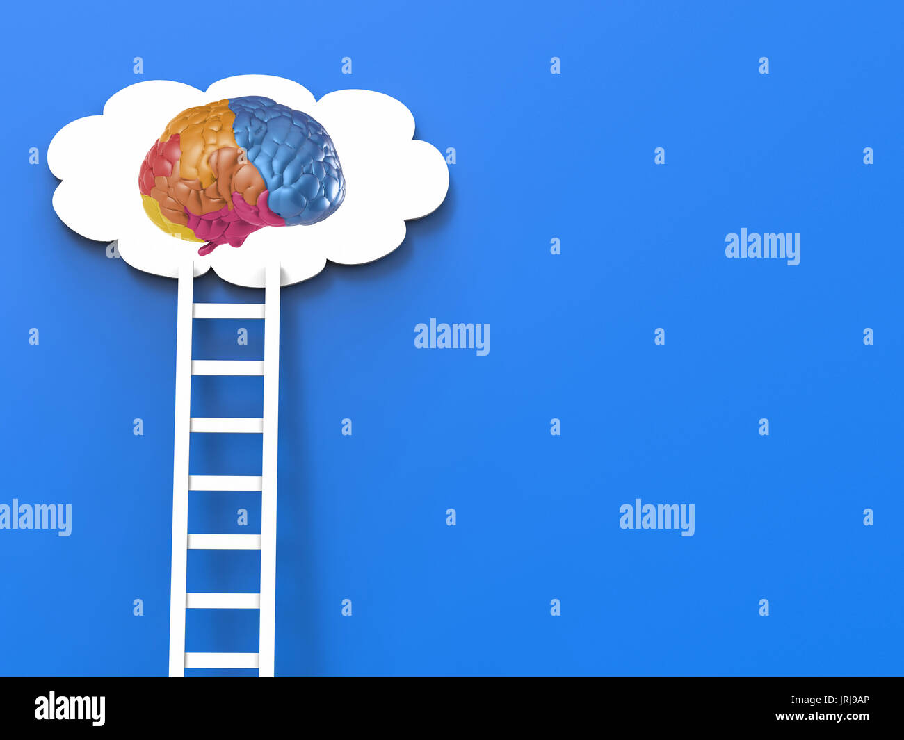 ladder to success concept with colourful brain and ladder Stock Photo ...