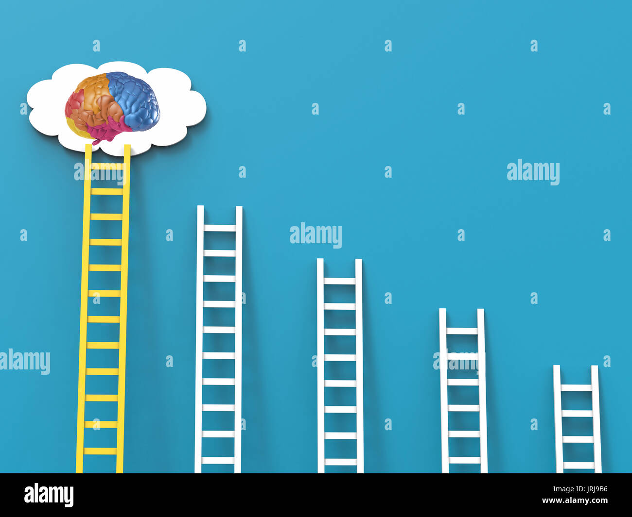 ladder to success concept with colourful brain and ladder Stock Photo ...