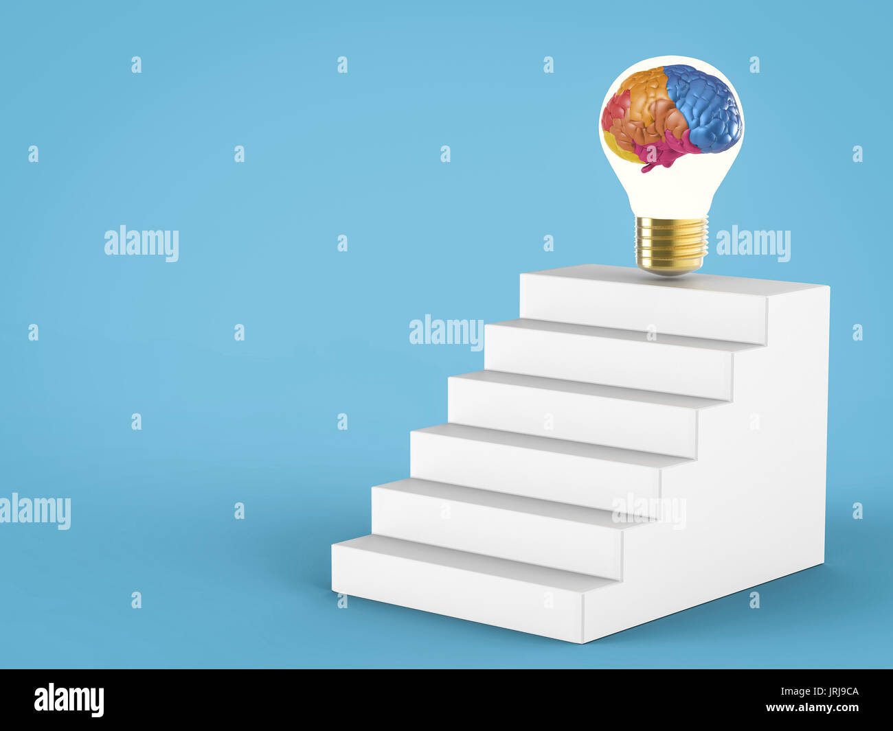 ladder to success concept with colourful brain and ladder Stock Photo ...