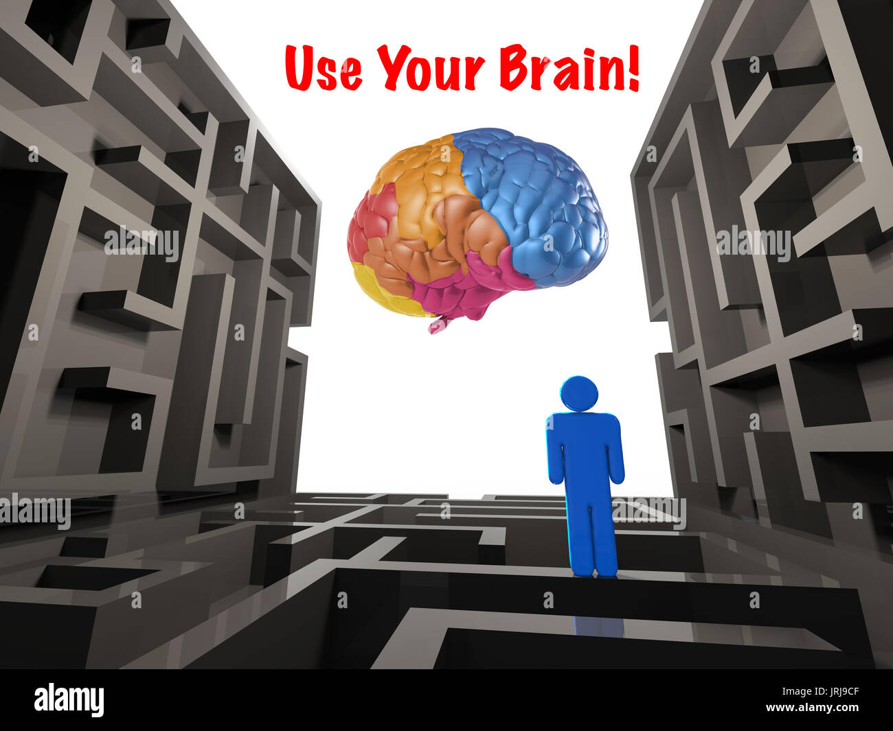 use your brain concept with labyrinth and colourful brain Stock Photo ...