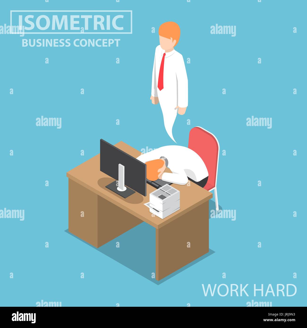Flat 3d Isometric Businessman Work Hard Until Dead, Work Hard Concept ...