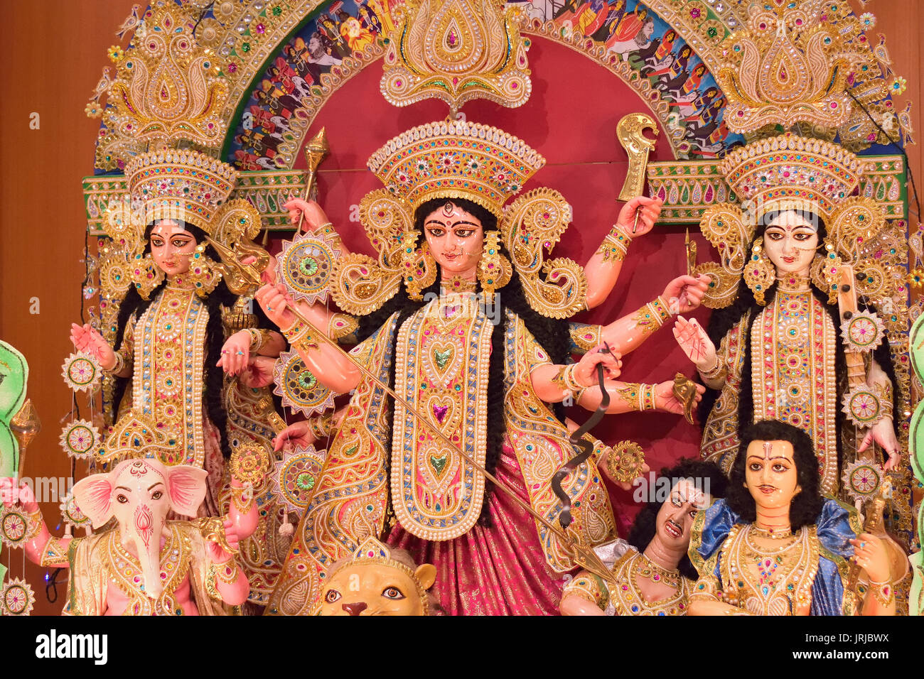 Idol of Hindu Goddess Durga during Durga Puja festivals in West Bengal ...