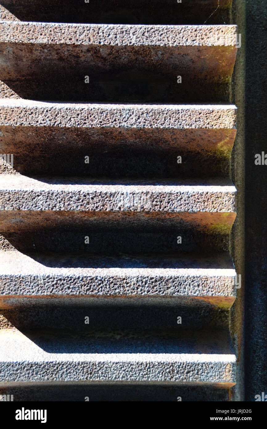 Close up of the historical wheel at the top of Funicular de Artxanda ...