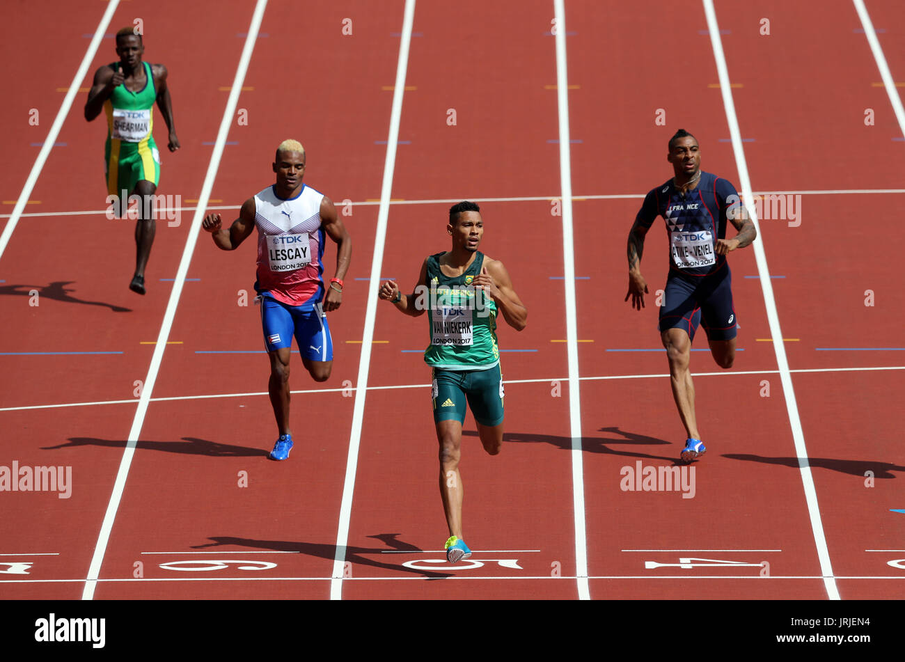 South Africa's Wade van Niekerk (second right) in action during the Men ...