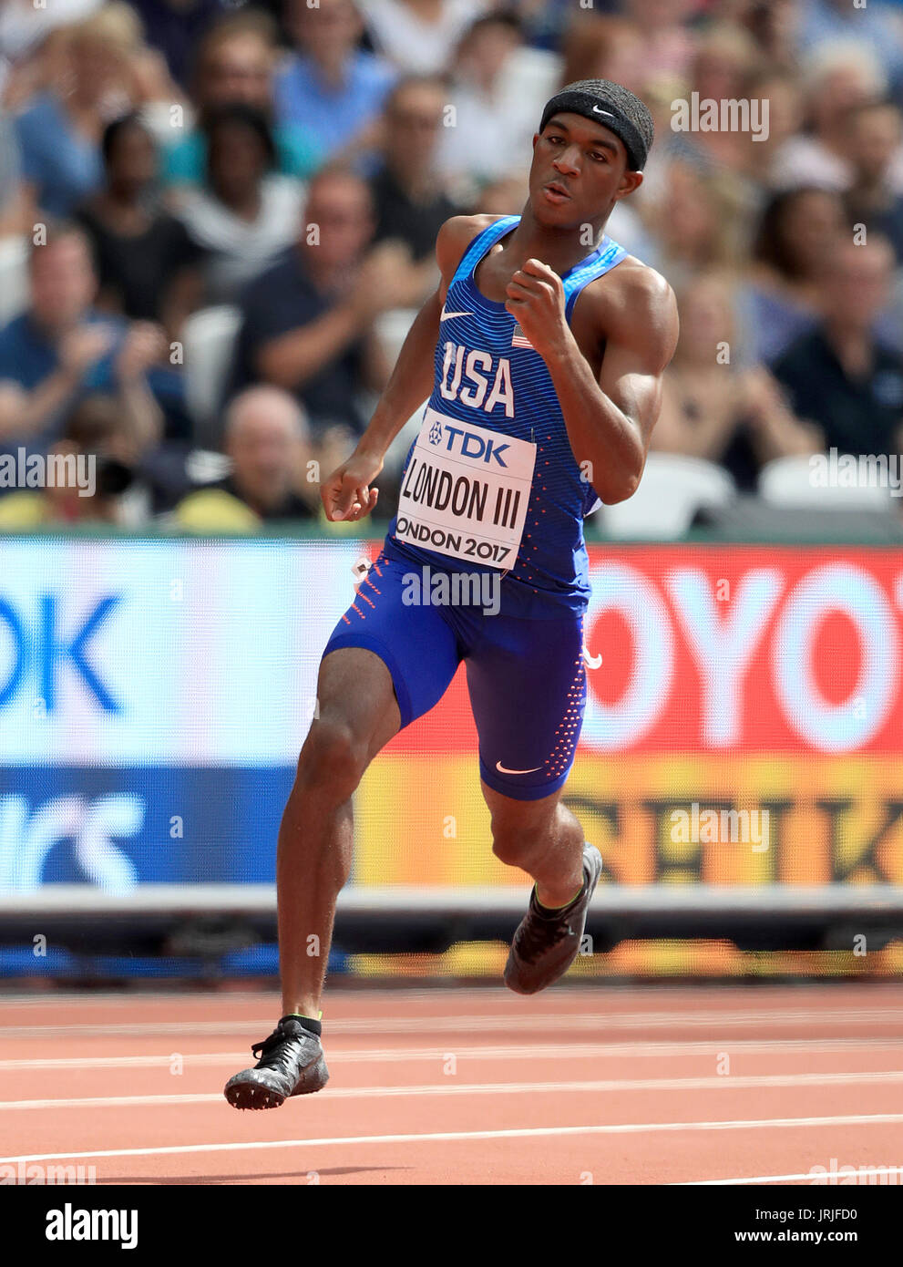 USA's Wilbert London III competes in the Men's 400 metres heat four ...
