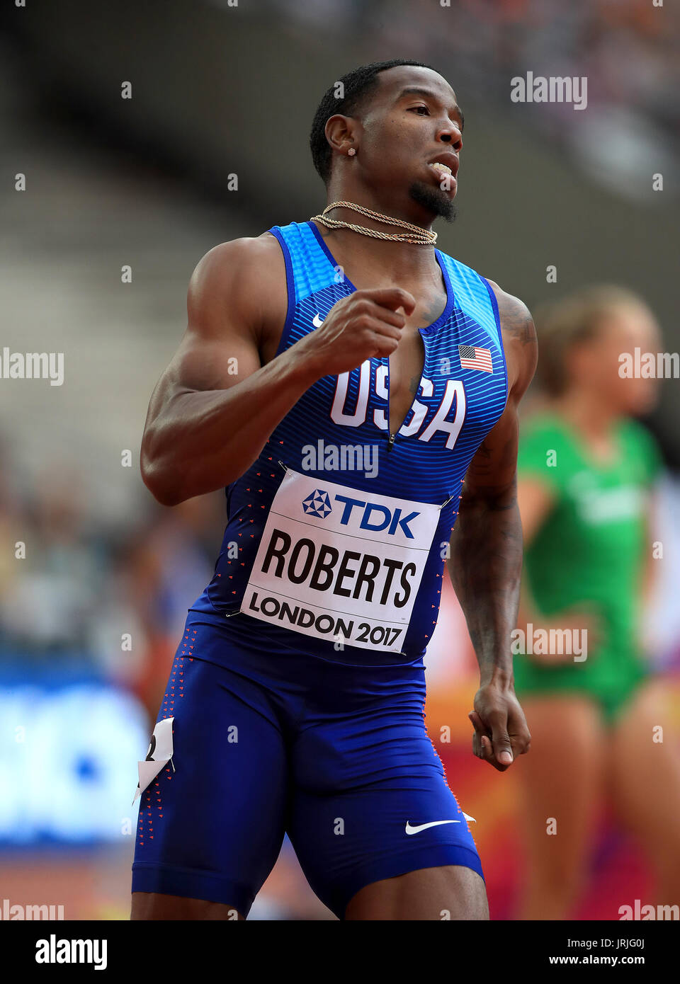 USA's Gil Roberts competes in the Men's 400 metres heat six during day ...
