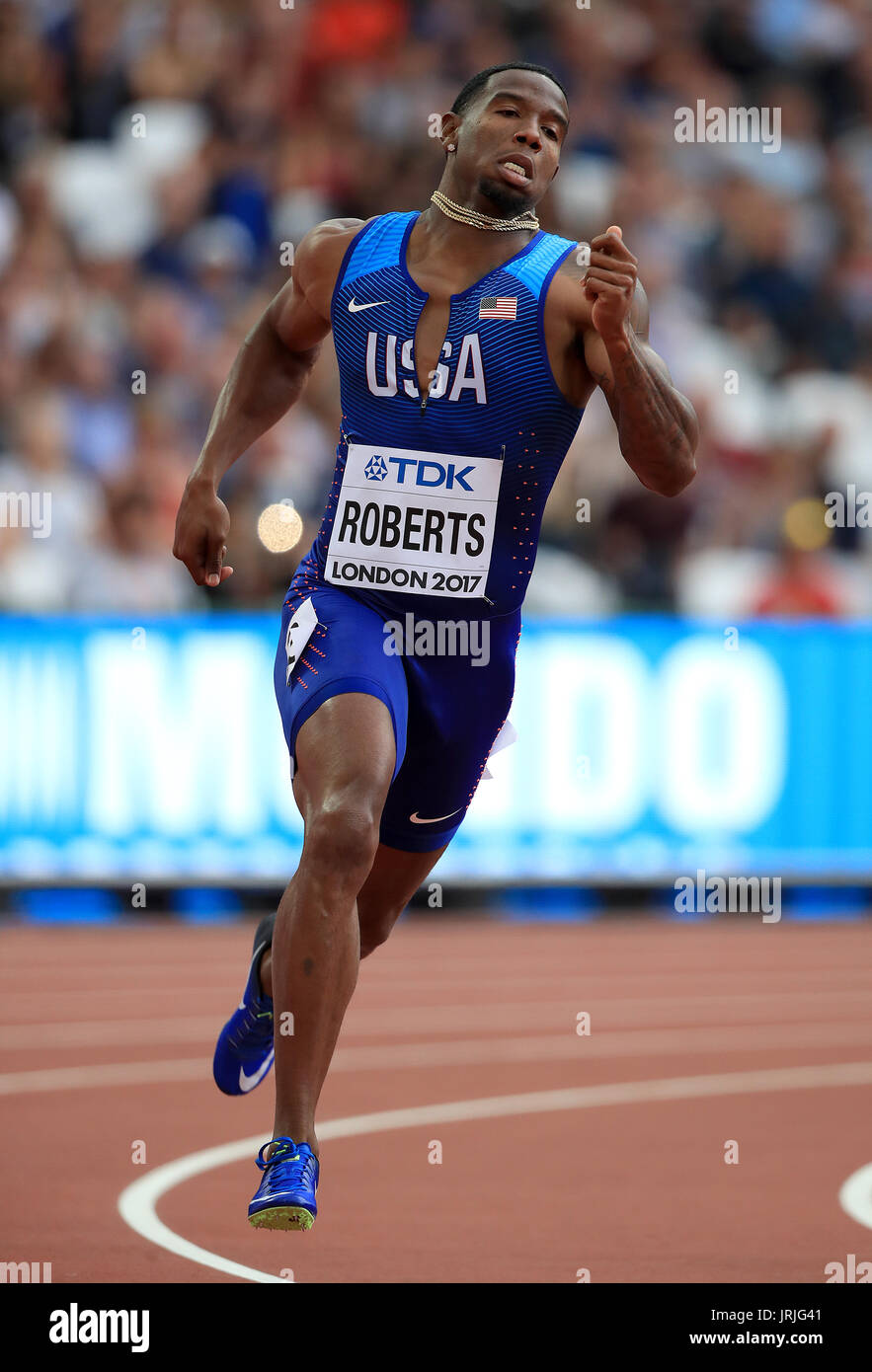 USA's Gil Roberts competes in the Men's 400 metres heat six during day ...