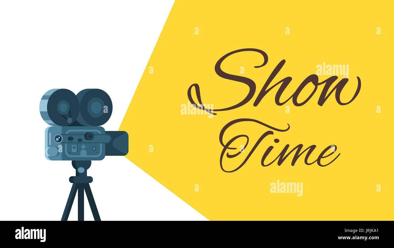 Vector flat style background with retro movie camera Stock Vector Image ...