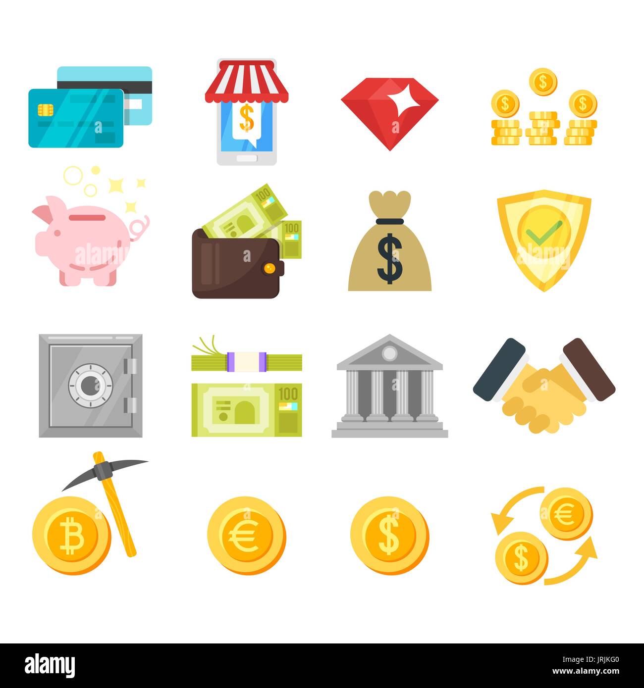 Vector flat style set of finance icons. Isolated on white background ...