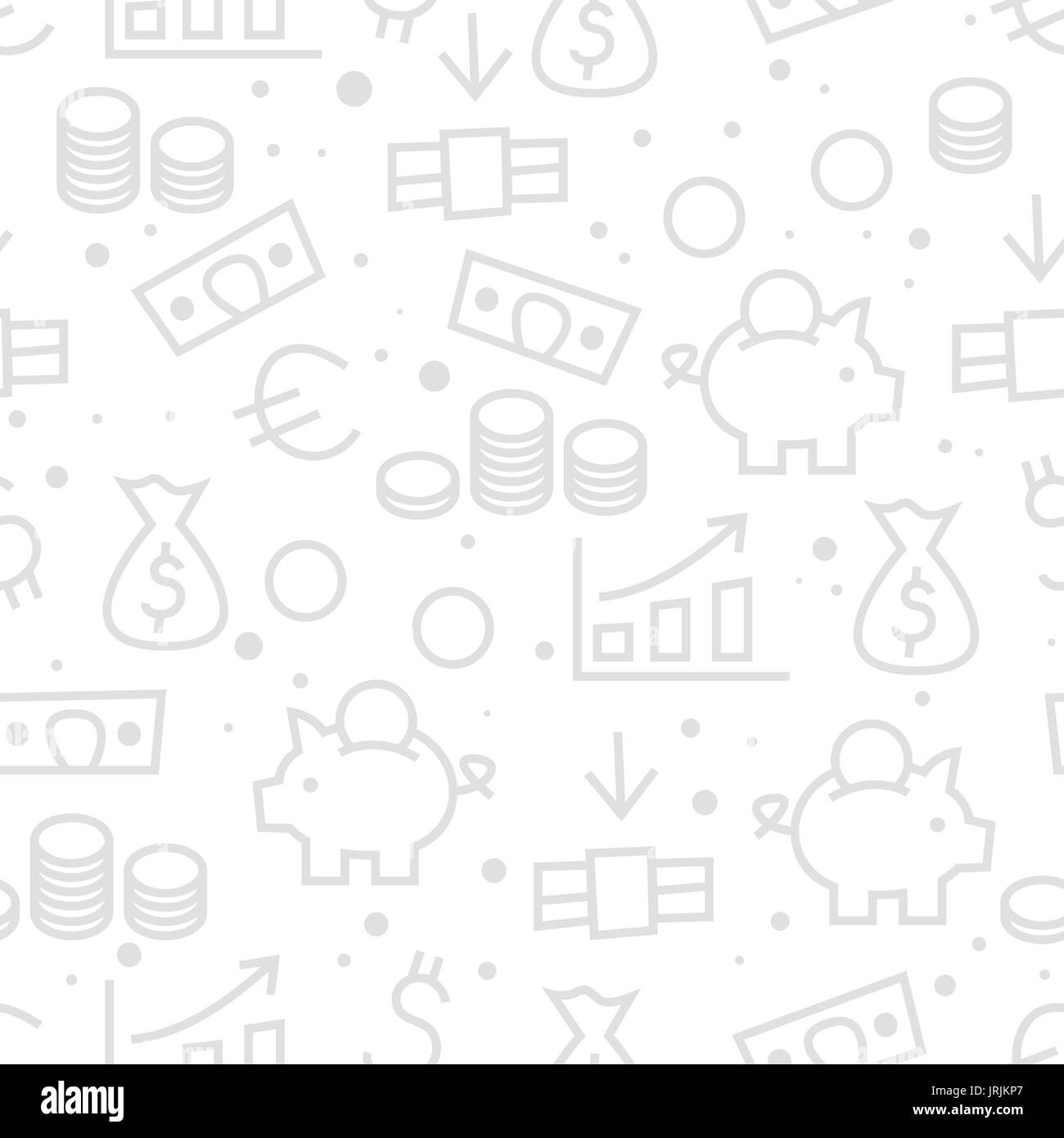 Vector flat style seamless money finance monochrome pattern Stock ...