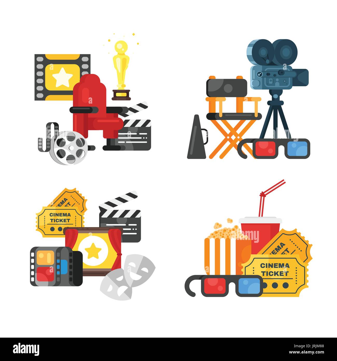Concept cinema icons on Cut Out Stock Images & Pictures - Alamy