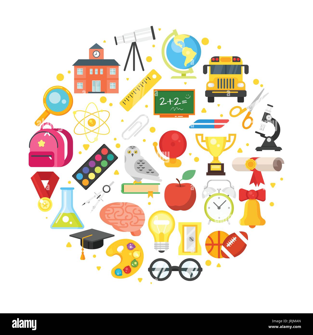 Vector flat style round composition of school and education symbols ... Vector flat style round composition of school and education symbols ...