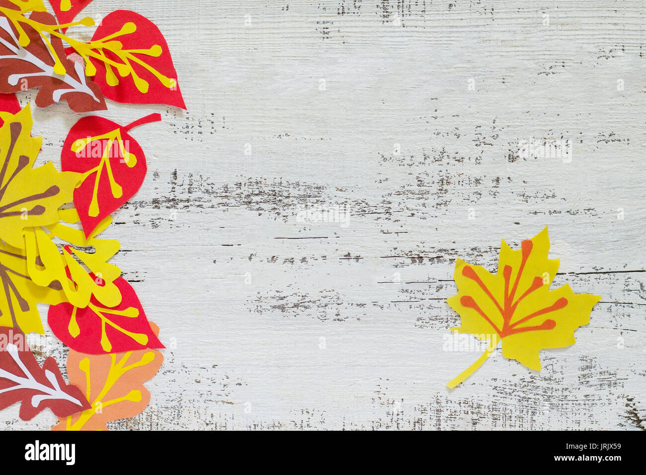 Autumn frame. Colorful leaves of trees. Children's art project, craft ...