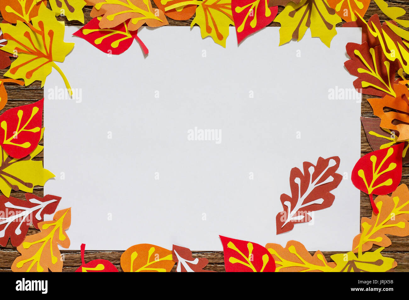 Autumn frame. Colorful leaves of trees. Children's art project, craft ...