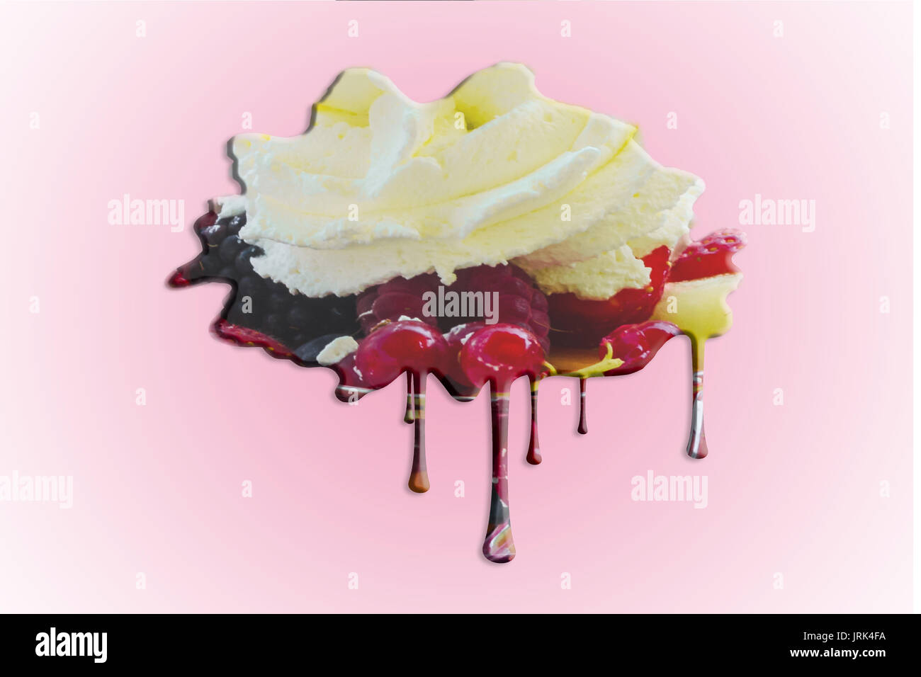 Image cutout from a sundae. Melting dripping ice before gradient ...