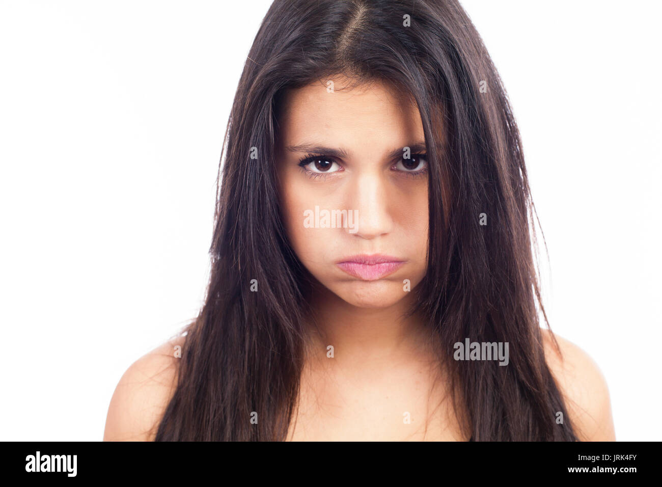 Woman face natural sad hi-res stock photography and images - Alamy