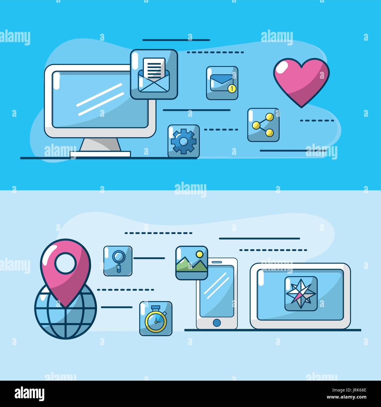 technology apps connection to digital media data Stock Vector Image ...