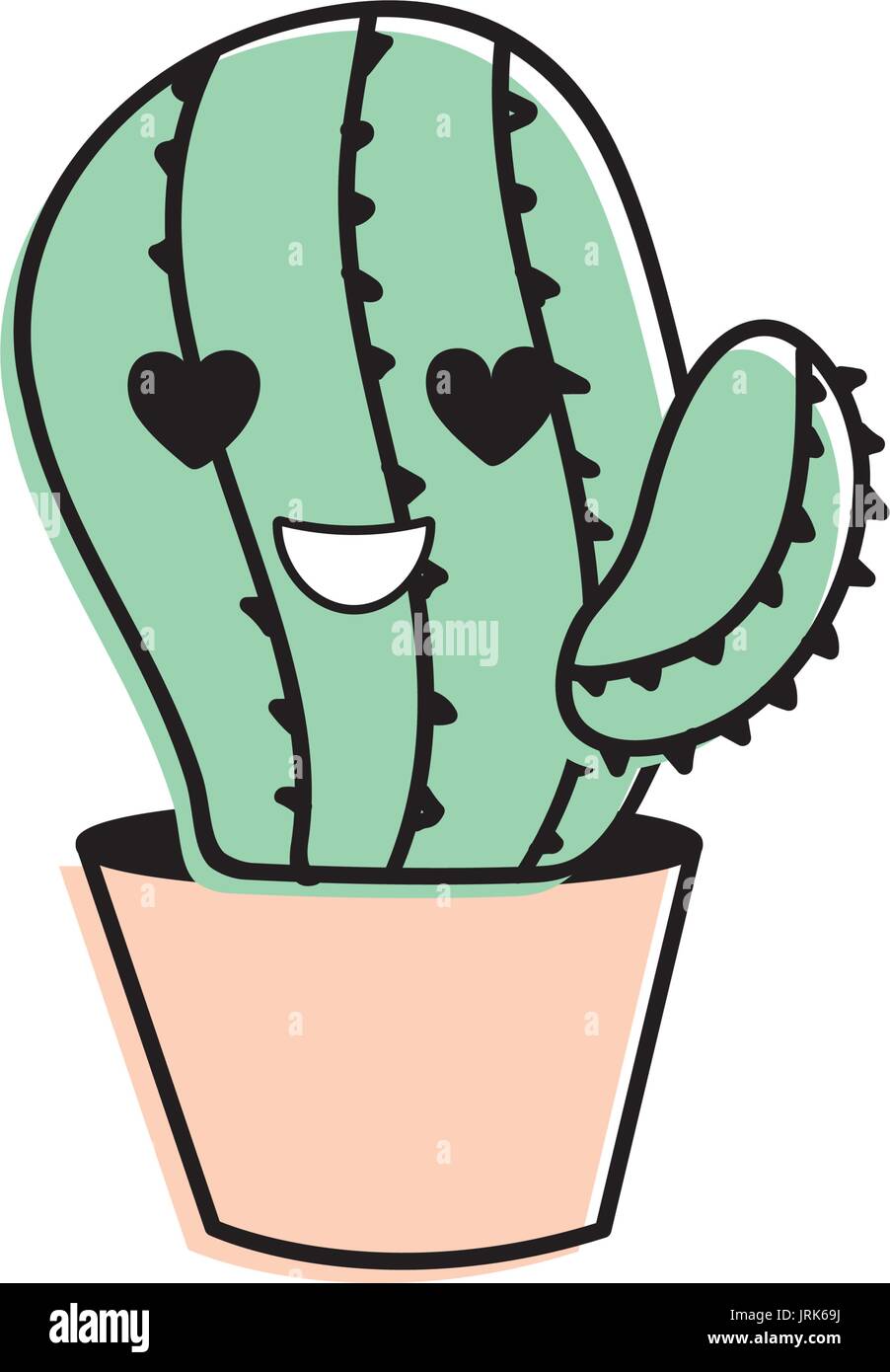 kawaii cute in love cactus plant Stock Vector Image & Art - Alamy