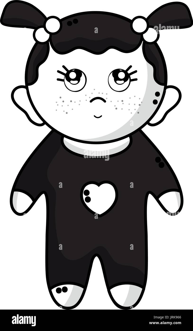 contour cute baby girl with hairstyle and clothes Stock Vector Image ...