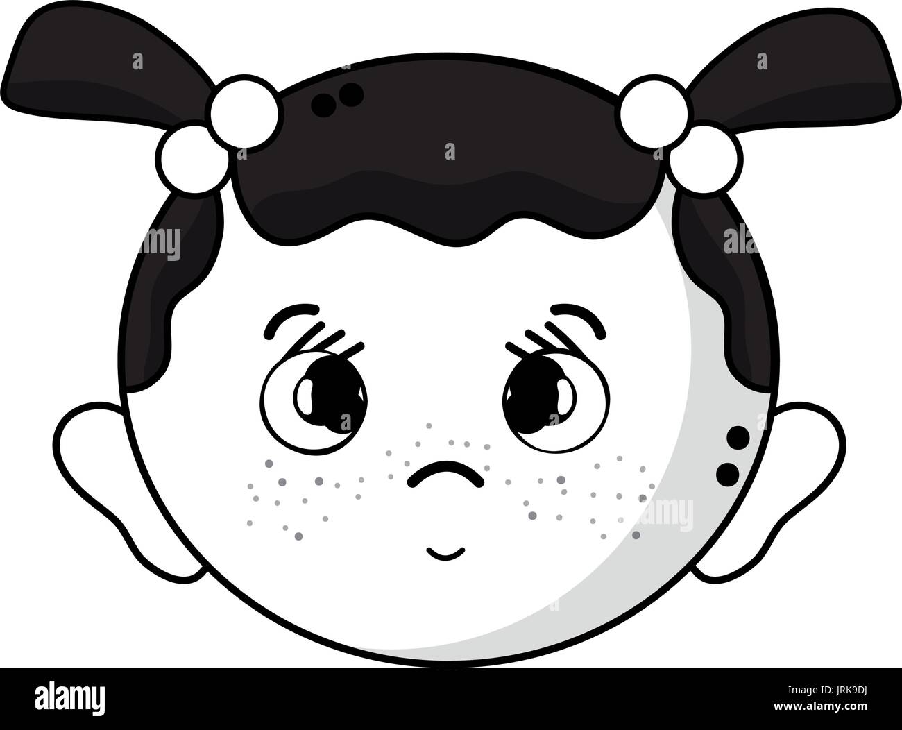 contour cute baby girl head with hairstyle design Stock Vector Image ...