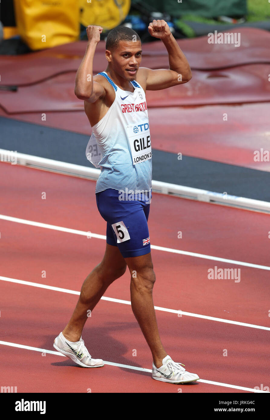 Great Britain's Elliot Giles reacts after his Men's 800m heat three ...