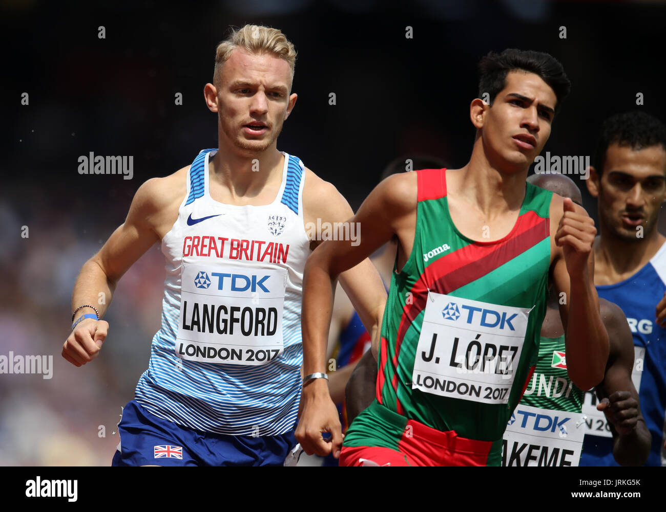 Great Britain's Kyle Langford (left) during the 800m Men's heat two ...