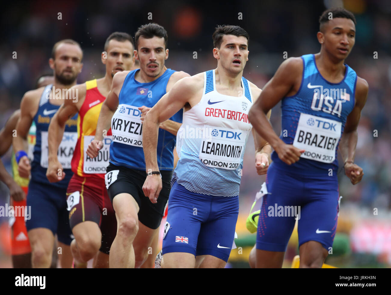 Great Britain's Guy Learmonth (second right) qualifies during the 800m ...