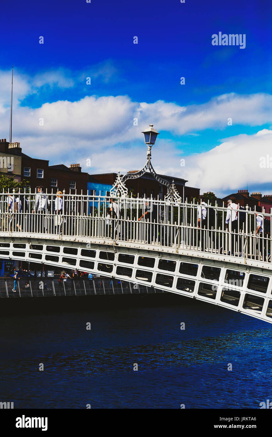 DUBLIN, IRELAND - July 15th , 2017: view of the historical Ha'Penny ...