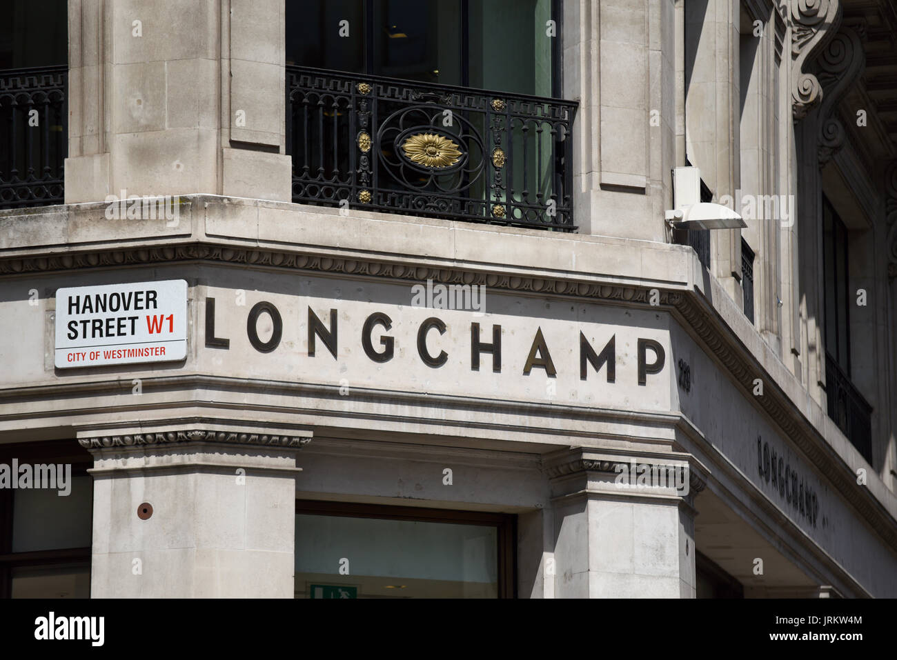 Hanover Street road sign and Longchamp shop lettering. City of ...