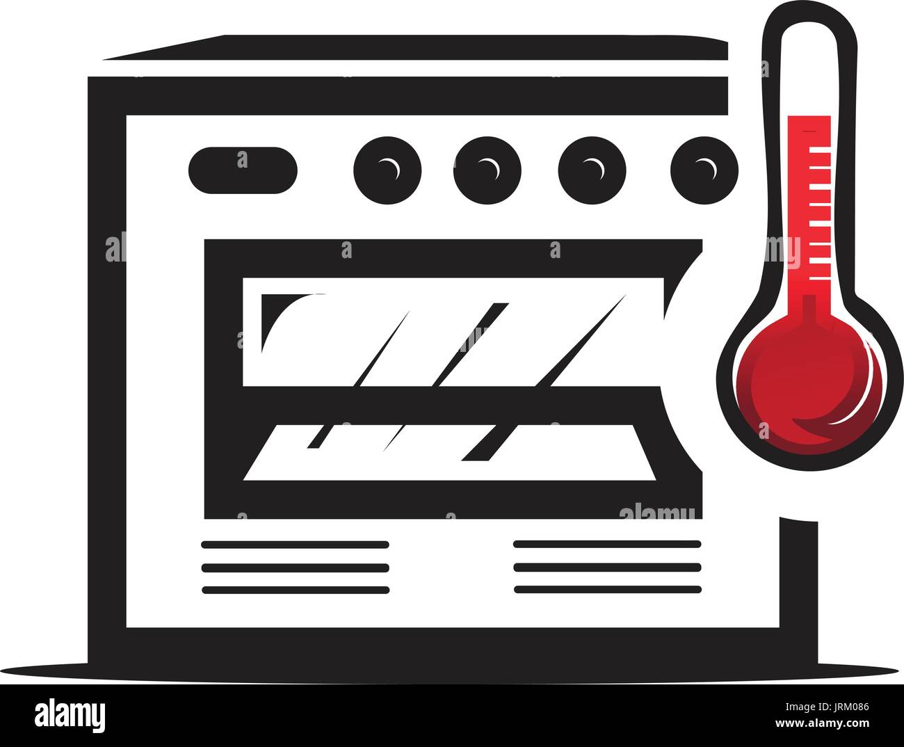 abstract oven with temperature scale, icon design, isolated on white ...