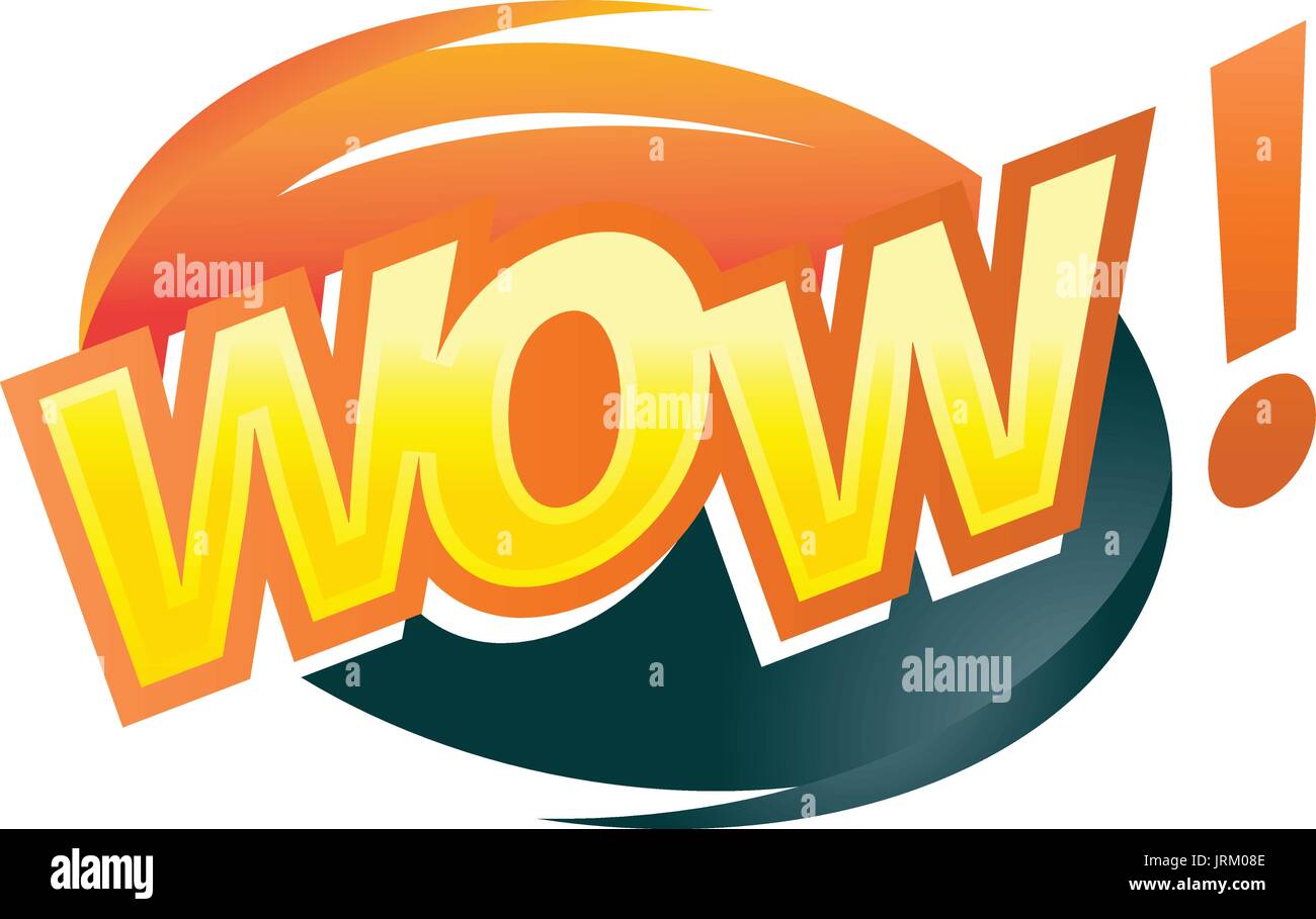 bold wow word within oval shape, illustration design, isolated on white ...