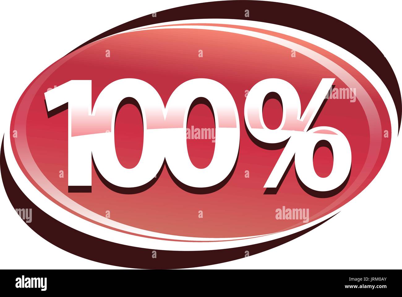 bold one hundred percent within a modern oval shape, illustration ...